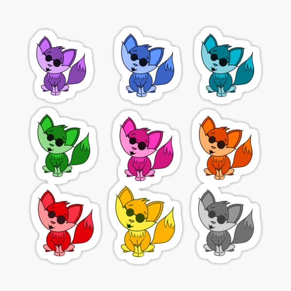 "Cute Cool Foxes Babies Rainbow Stickers" Sticker for Sale by ...