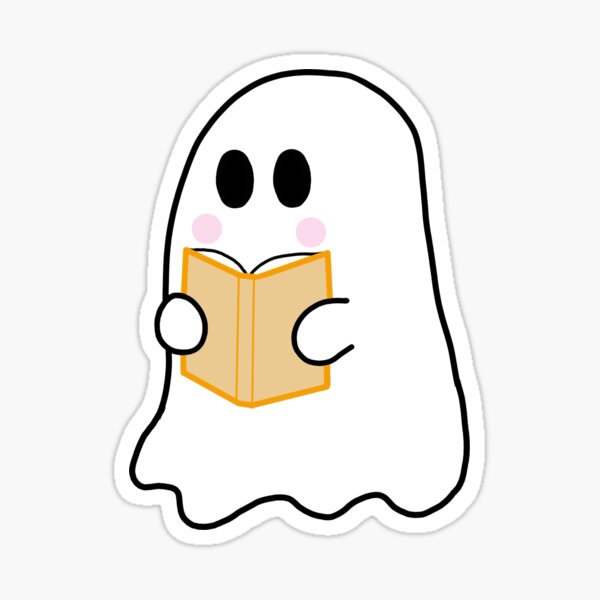 "Halloween Reading Ghost Orange Book" Sticker for Sale by 24hourlibrary ...