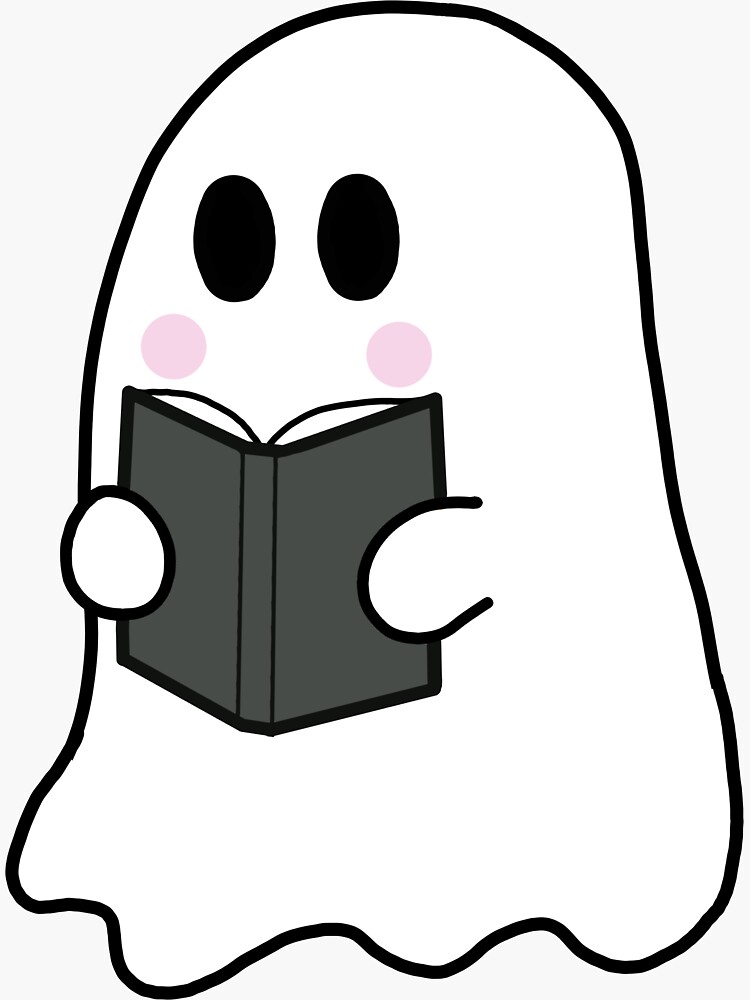 "Halloween Reading Ghost Black Book" Sticker for Sale by 24hourlibrary ...