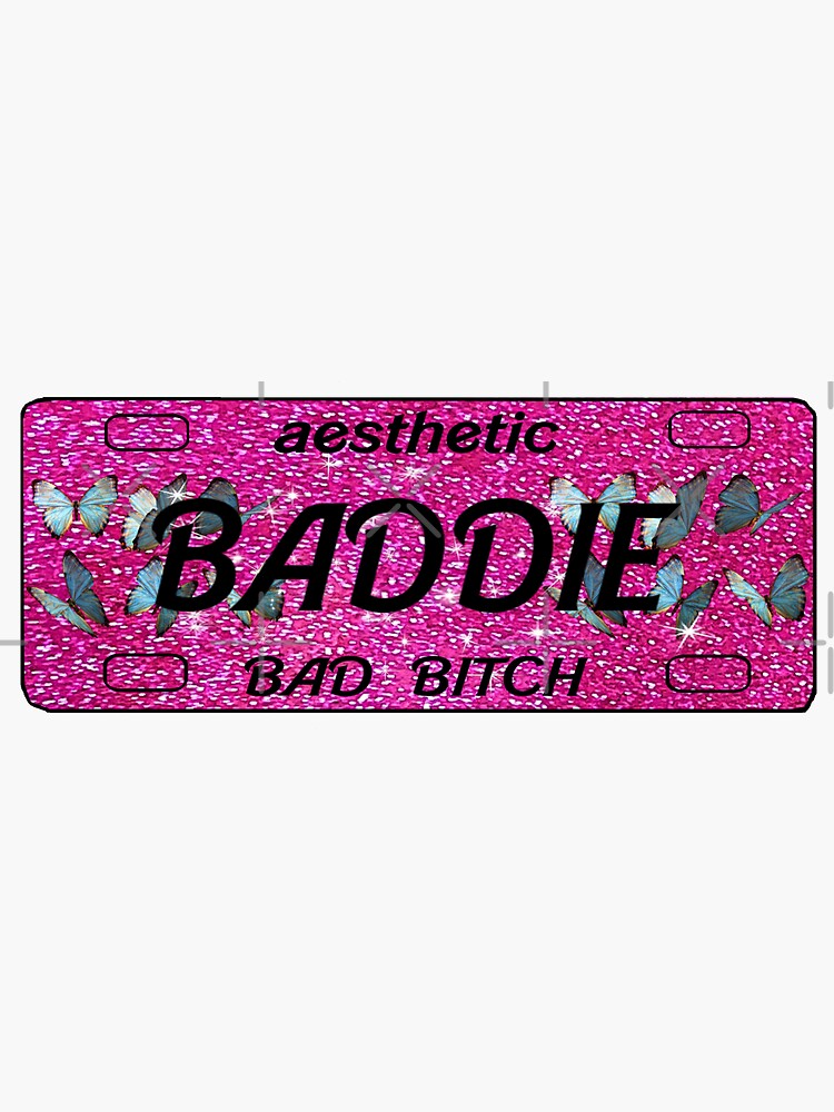 "BADDIE Pink Gliterry License Plate" Sticker for Sale by ItsMichaelaa ...
