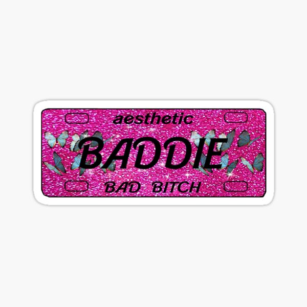 "BADDIE Pink Gliterry License Plate" Sticker for Sale by ItsMichaelaa ...