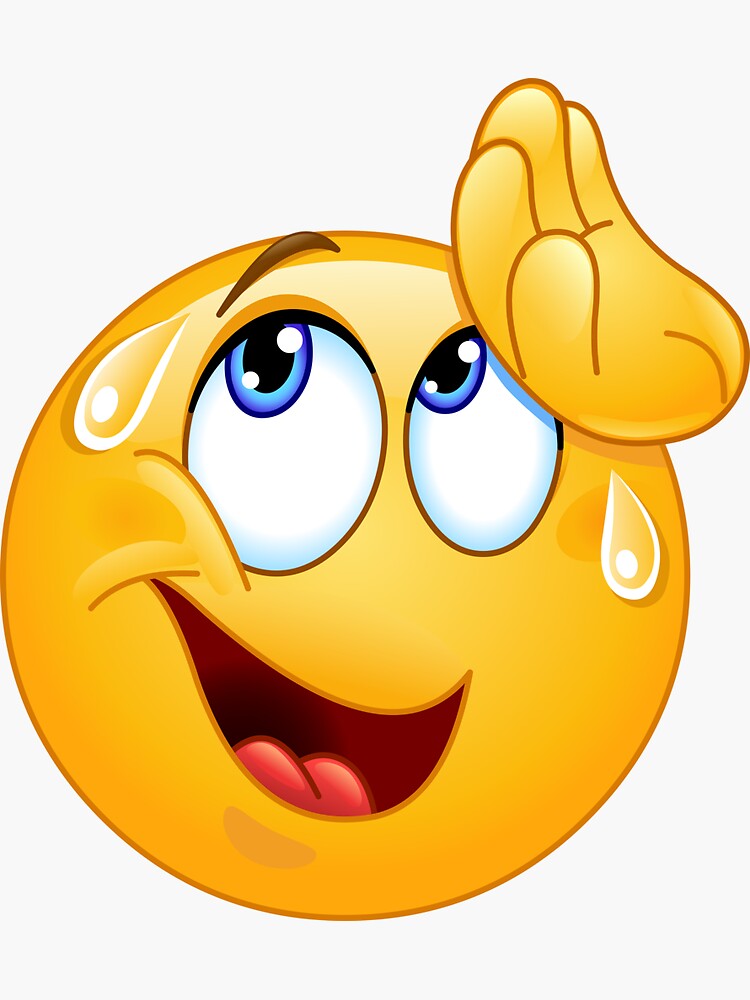"Wiping Sweat Emoticon" Sticker for Sale by yayayoy | Redbubble