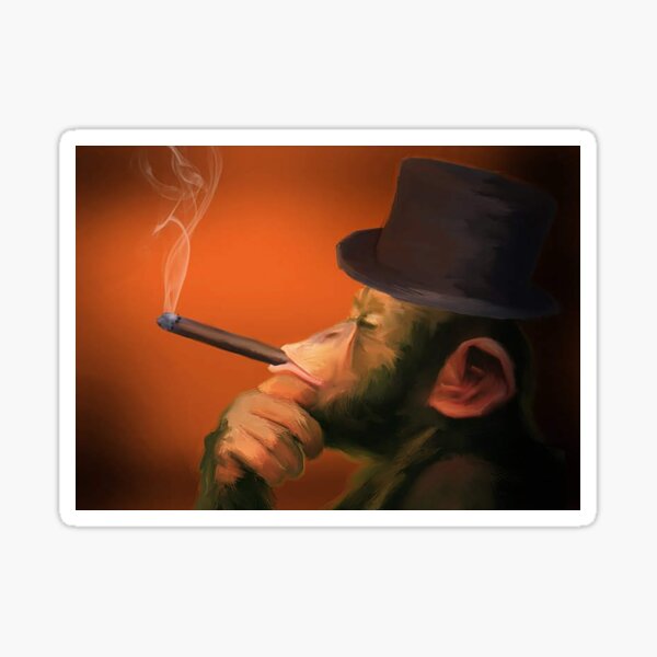 "Smoking Monkey Cigar Top Hat - Funny monkey" Sticker for Sale by ...