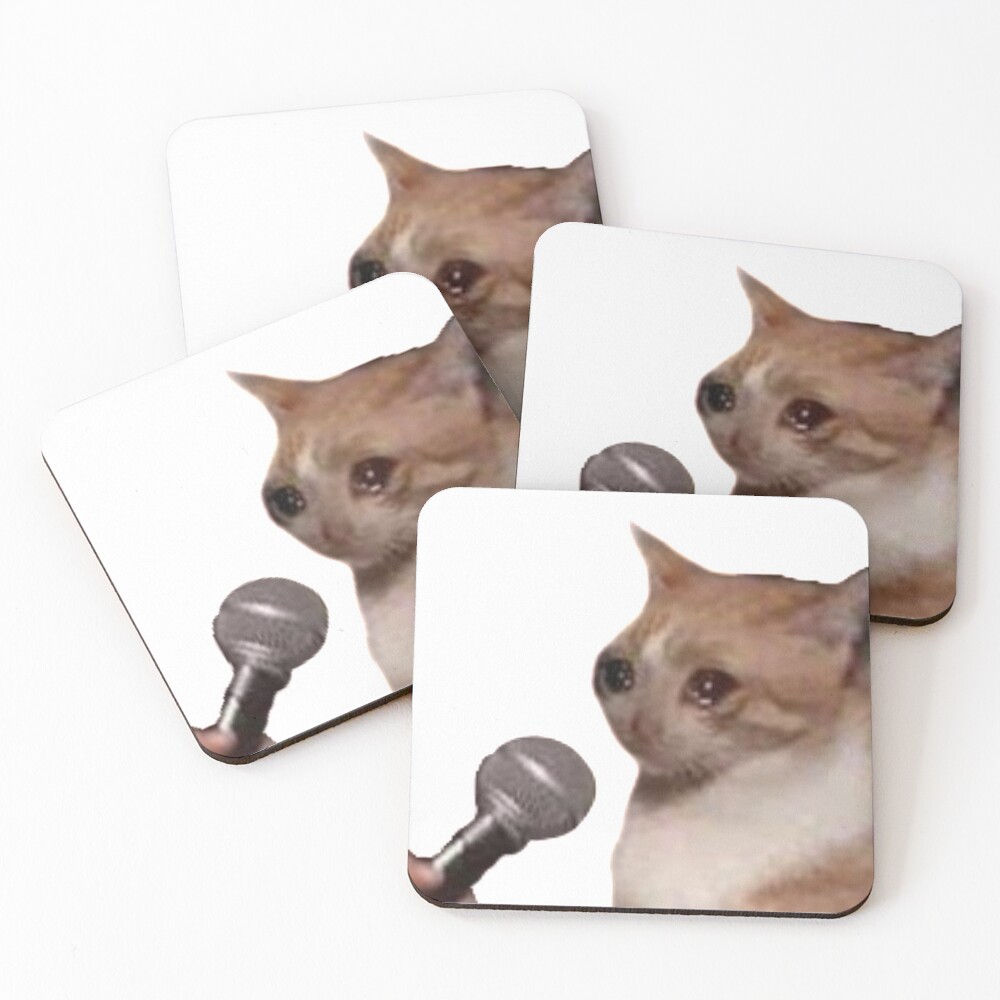 Posavasos (lote de 4) «Meme de micrófono de gato llorando - Meme de ...