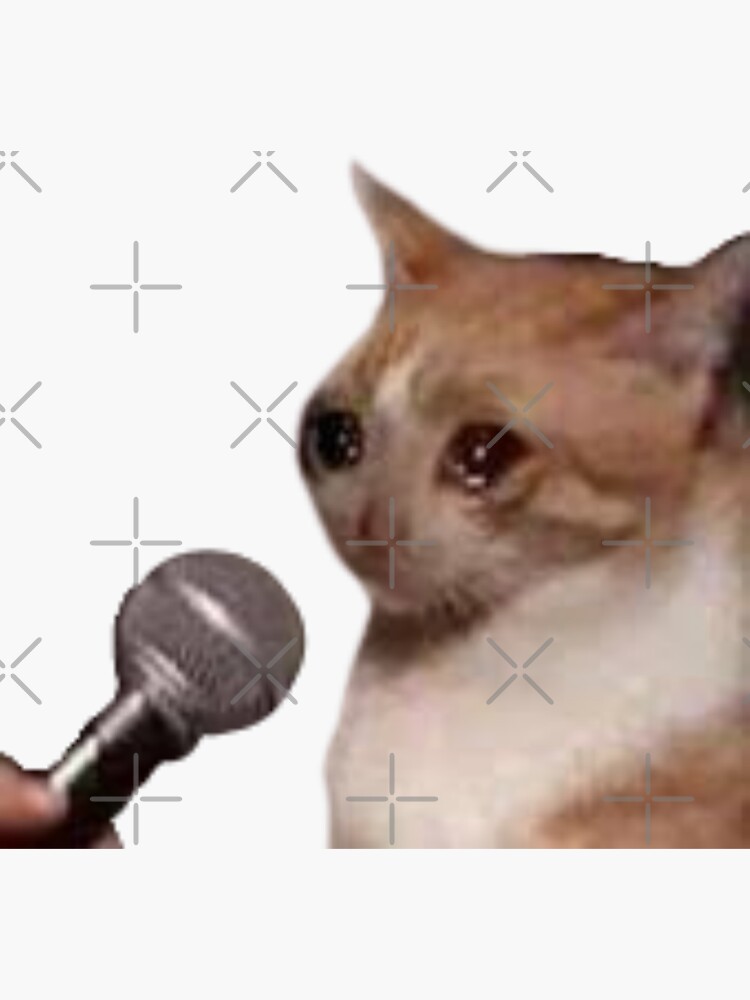 Pegatina «Meme de micrófono de gato llorando - Meme de gato llorando ...