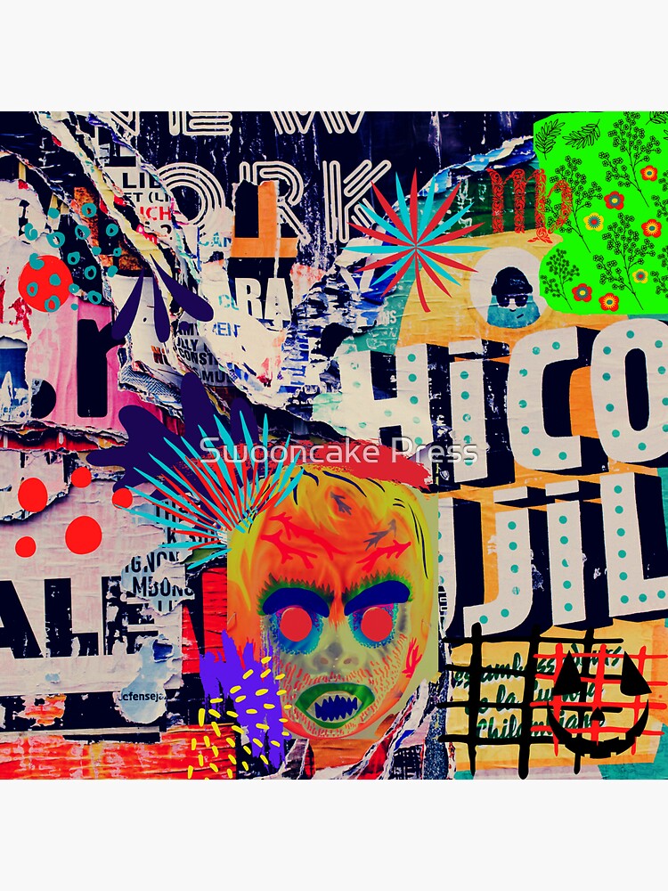 "Vivid Collage Art Poster" Sticker for Sale by mistivelvet | Redbubble