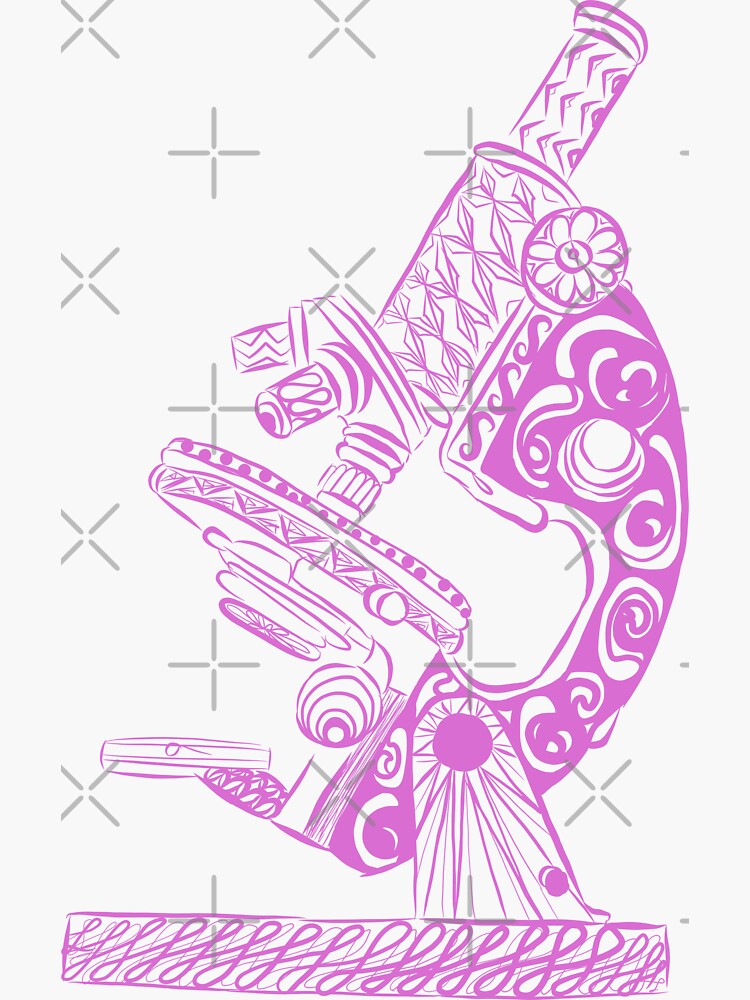 "Scientific Microscope Line Drawing (Pink)" Sticker for Sale by ...