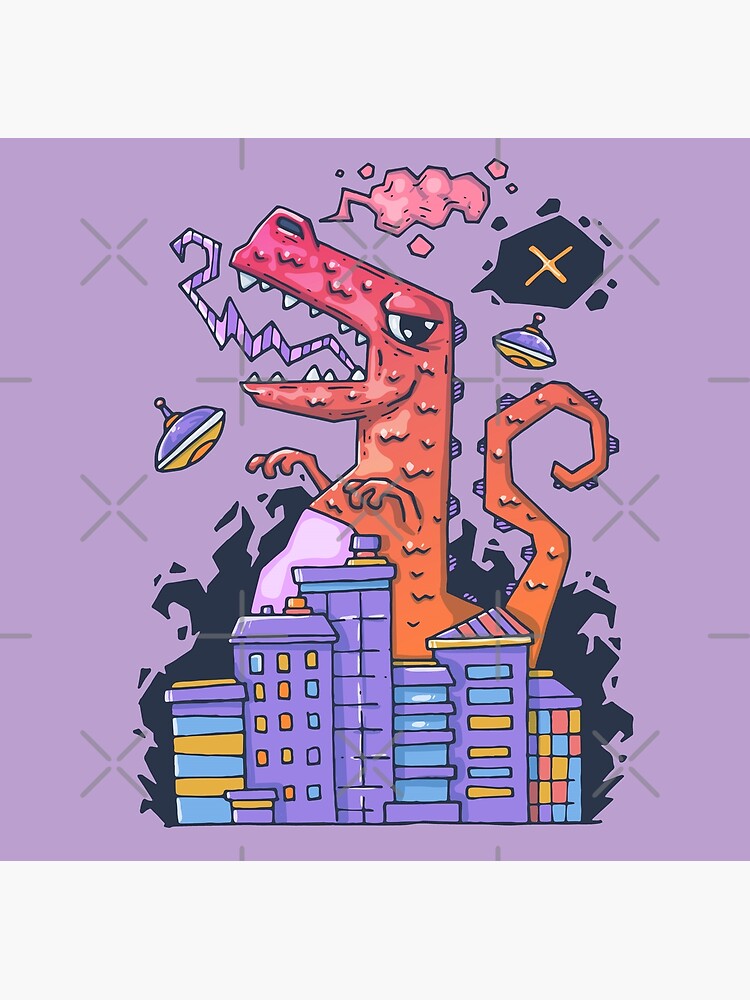 "Dinozilla Dinosaur - Godzilla Parody Art Drawing" Photographic Print ...