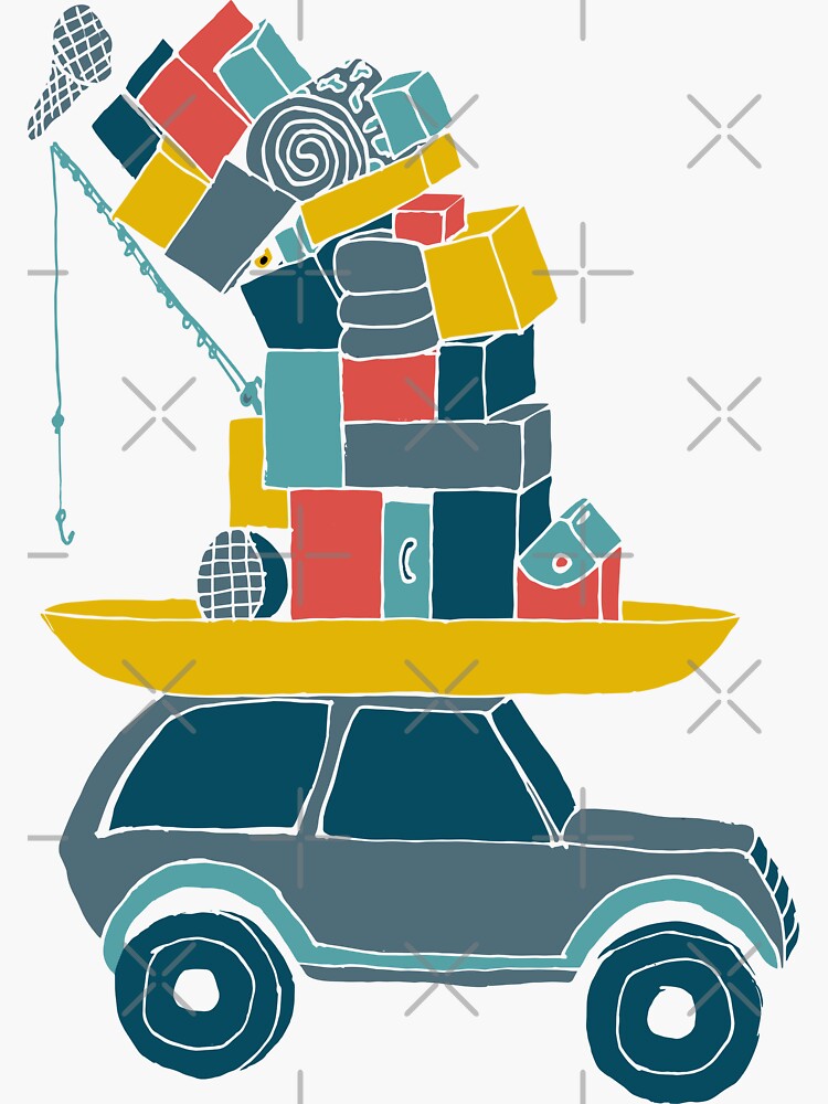 "Packed to go Camping, Overstuffed Vehicle" Sticker for Sale by ...