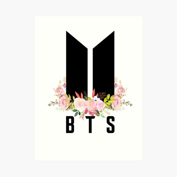 "BTS Black Logo with flowers" Art Print by pcl0322 | Redbubble