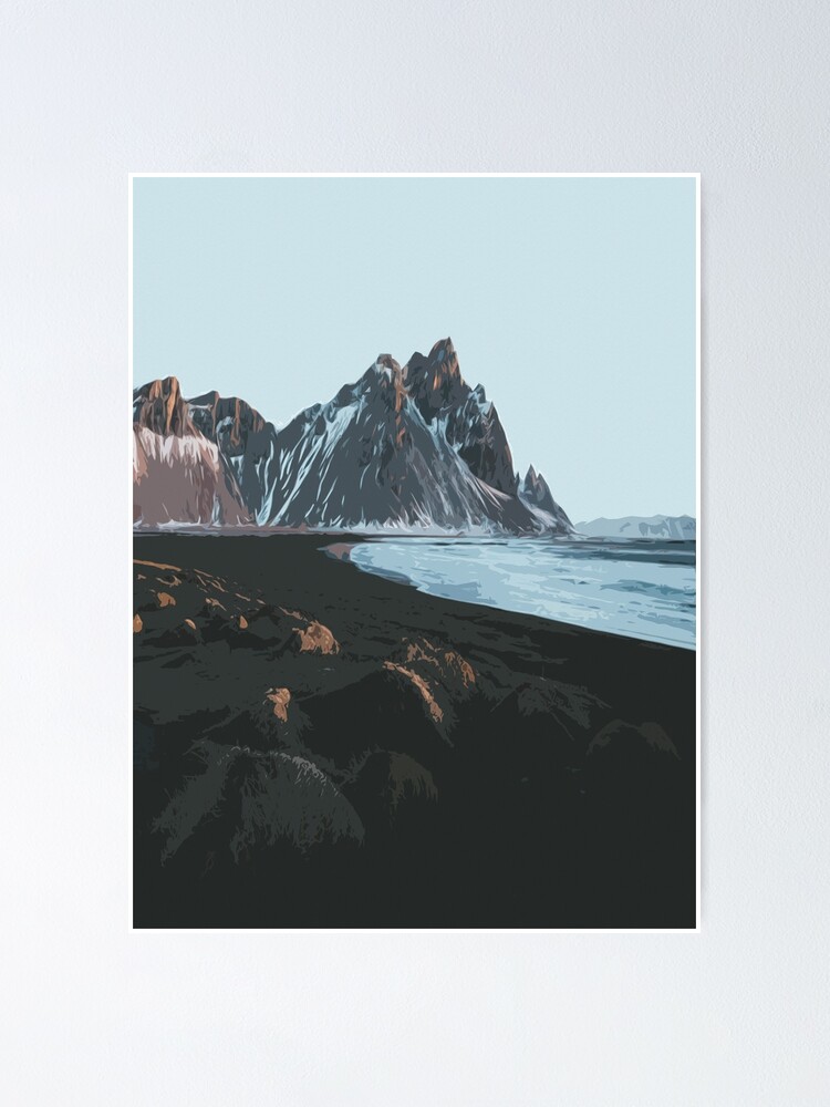 "Reynisfjara, Black Sand Beach in Iceland Digital Art Illustration ...