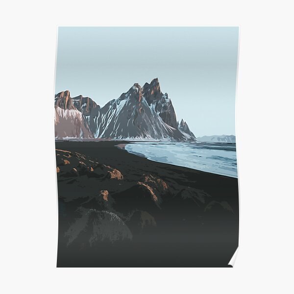 "Reynisfjara, Black Sand Beach in Iceland Digital Art Illustration ...