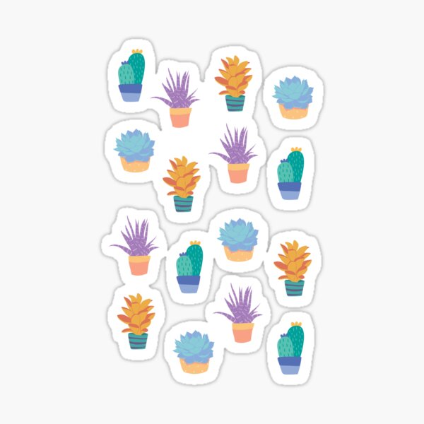 "Colorful Cacti" Sticker for Sale by hippieprints | Redbubble