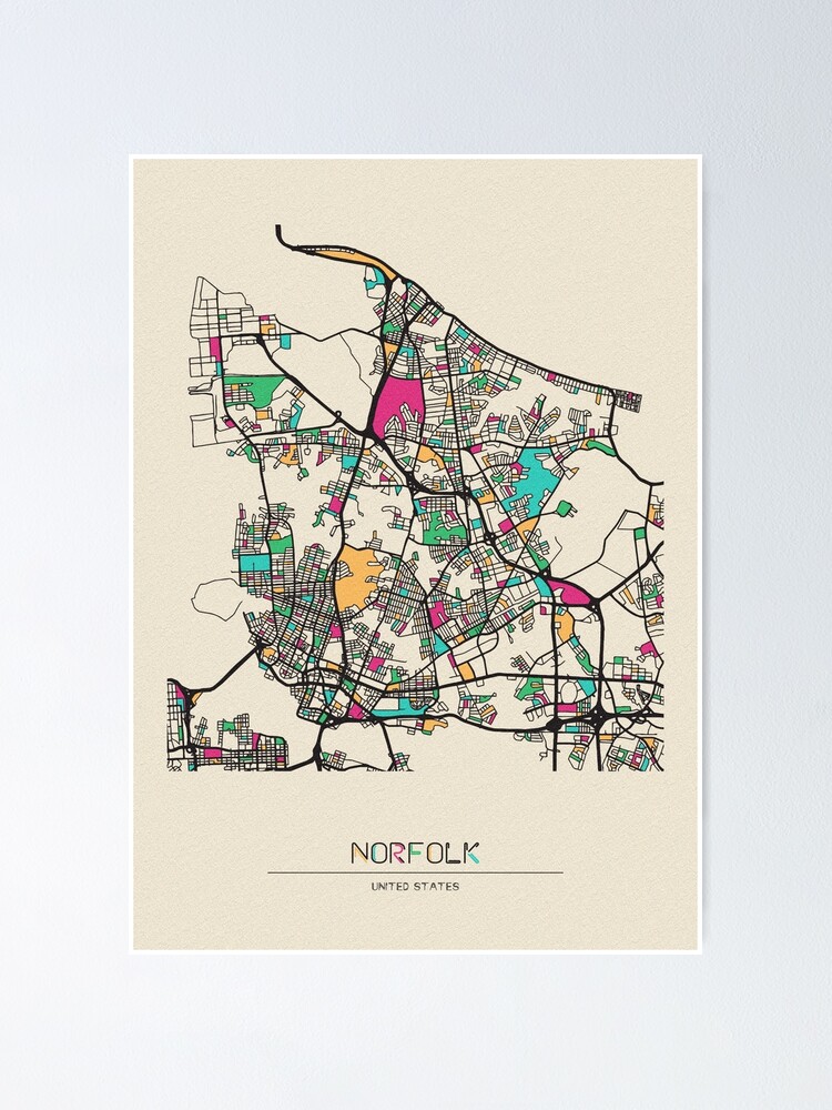 "Norfolk, Virginia Street Map" Poster for Sale by geekmywall | Redbubble