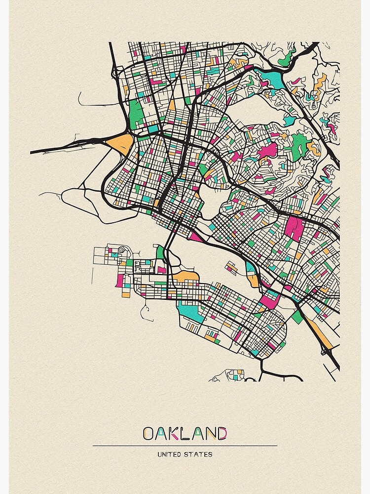 "Oakland, California Street Map" Art Print by geekmywall | Redbubble