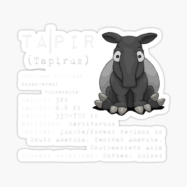 " Profile Description Chubby Tapir Fact Sheet" Sticker for Sale by ...