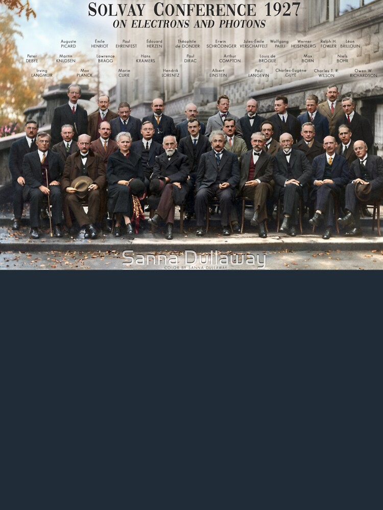"Solvay Conference 1927 poster. Einstein, Curie, Bohr and more." T ...