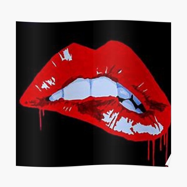 "Red Lip Drip" Poster by TheHalfStitch | Redbubble