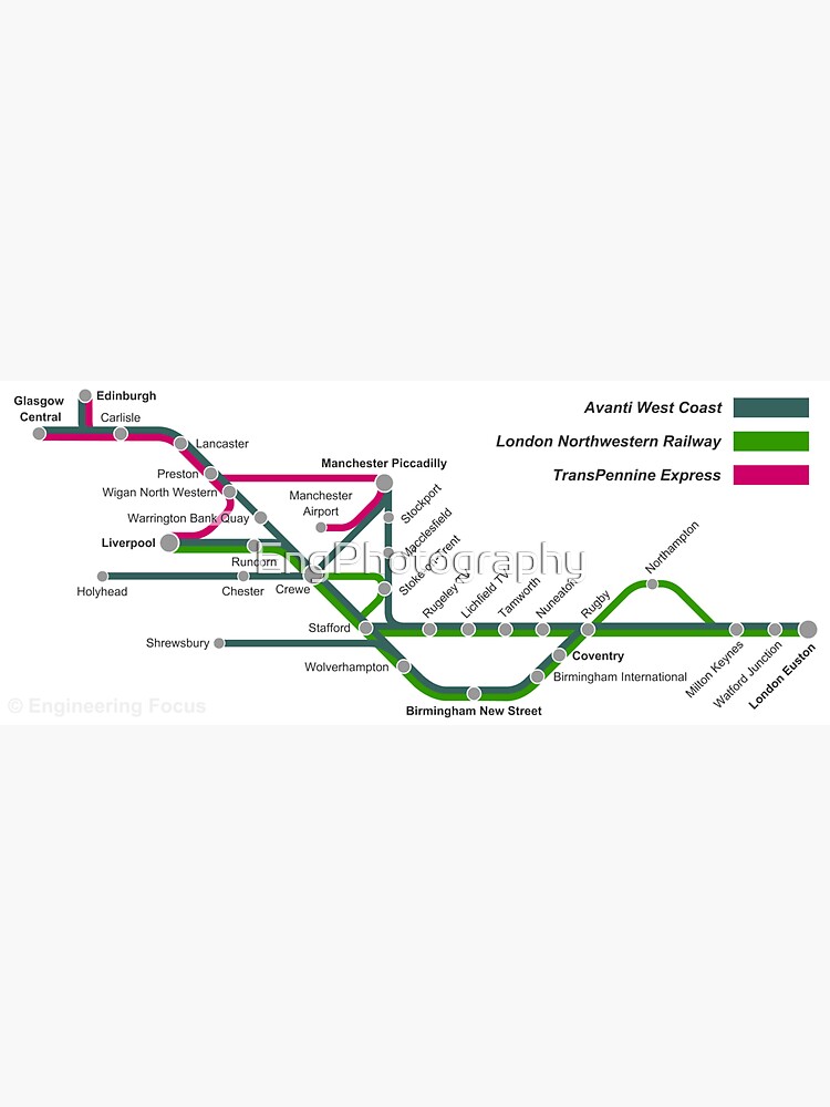 "West Coast Main Line Map" Sticker for Sale by EngPhotography | Redbubble