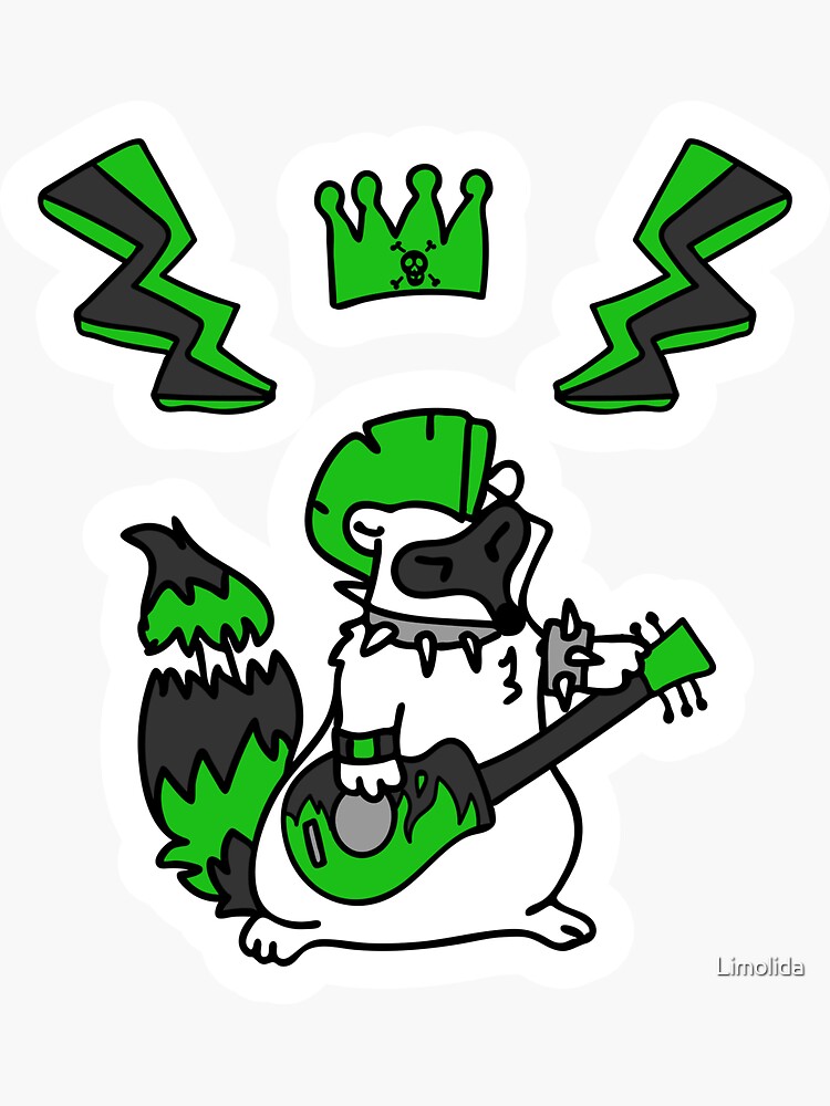 "Punk rock raccoon on guitar cute animal." Sticker for Sale by Limolida ...