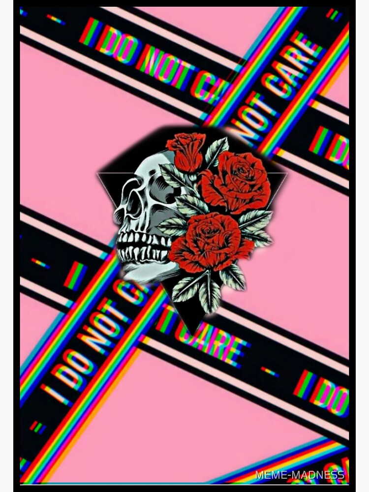 "IDC Skull with Rose" Sticker for Sale by MEME-MADNESS | Redbubble