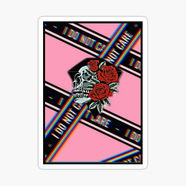 "IDC Skull with Rose" Sticker for Sale by MEME-MADNESS | Redbubble