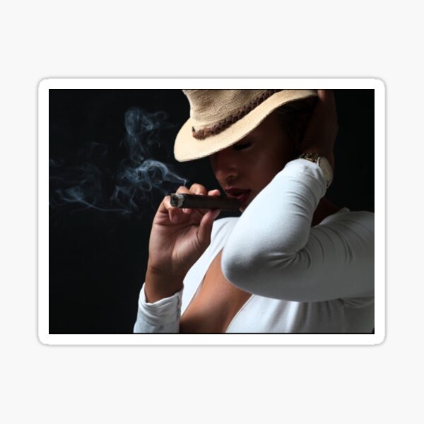 "Lady smoking cigar" Sticker for Sale by TheLifeInspired | Redbubble
