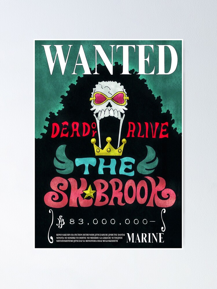 "Brook Wanted Bounty Poster" Poster for Sale by nichinu | Redbubble