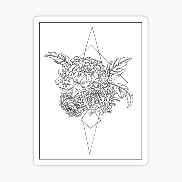 "Chrysanthemum Flowers (Black on White)" Sticker for Sale by rick-ruano ...