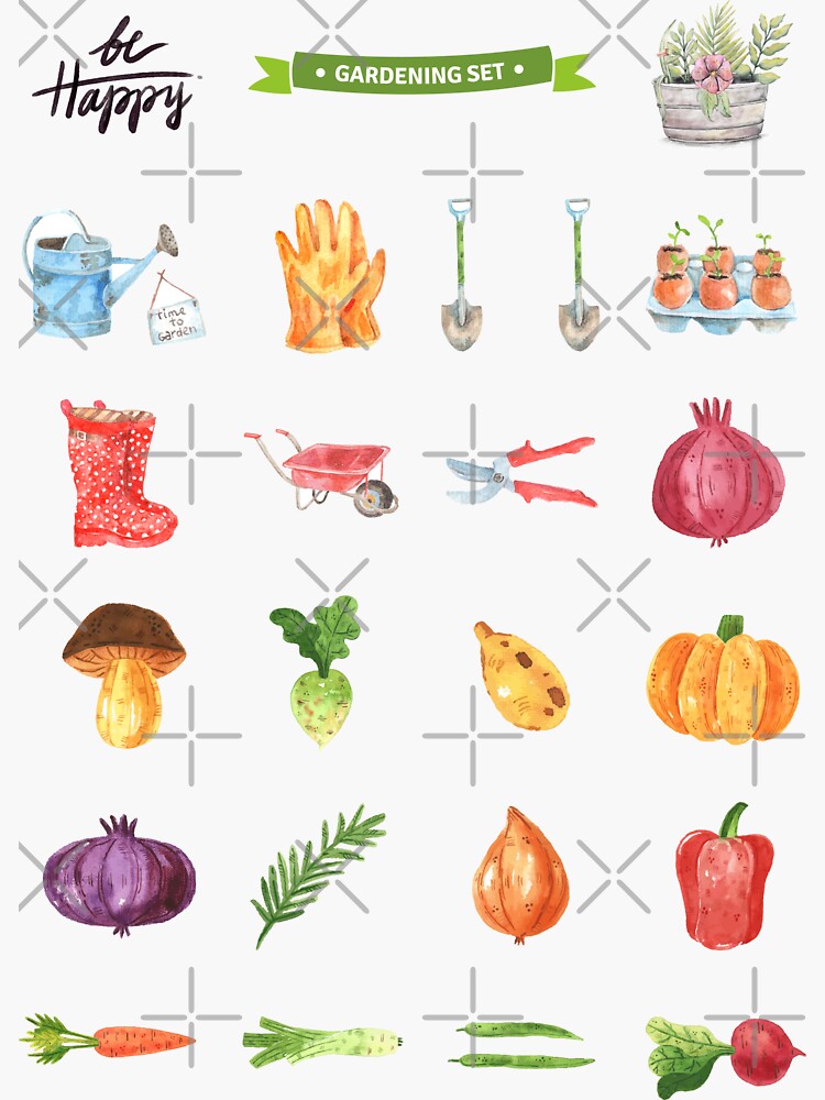 "Watercolor Gardening Sticker Pack" Sticker for Sale by Stickersaurus1 ...