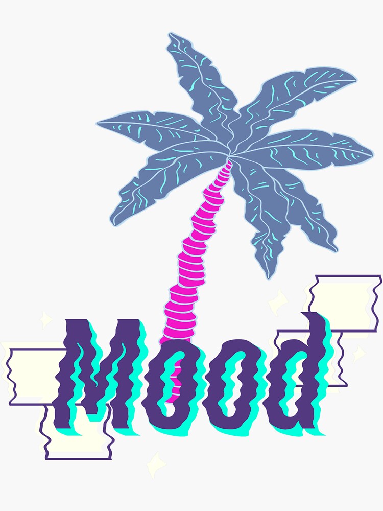 "Palm Tree Mood Vaporwave Neon" Sticker by lespace | Redbubble