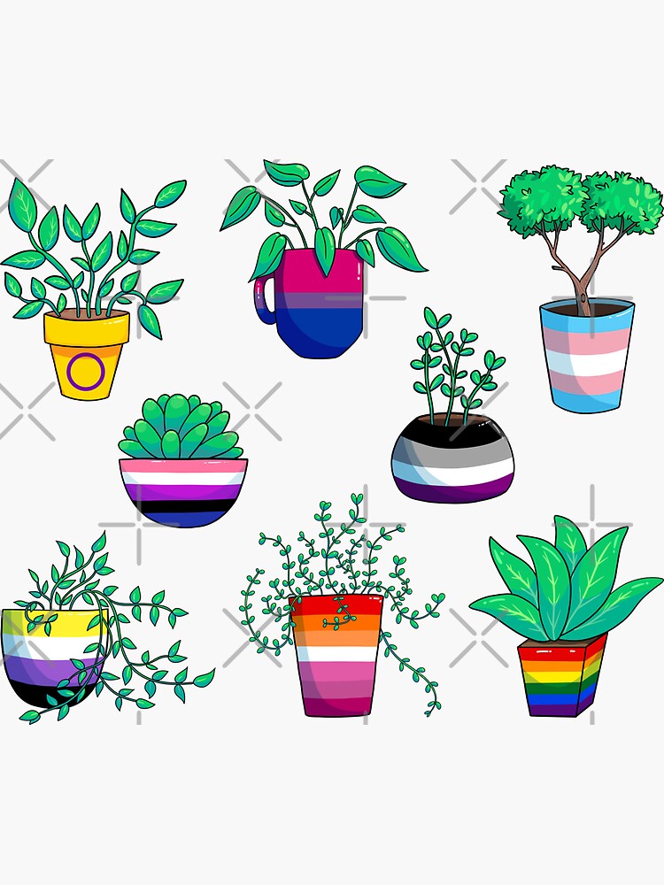 "all LGBTQ plants set" Sticker for Sale by atakji | Redbubble
