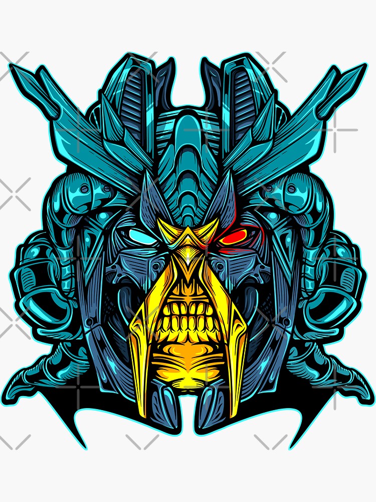 "Mecha Skull Face Color " Sticker for Sale by stellmutha | Redbubble