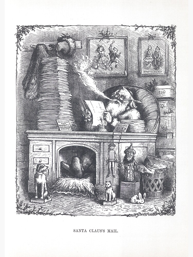 "Vintage Santa Claus Etching "Santa Claus Mail" by Thomas Nast" Art ...