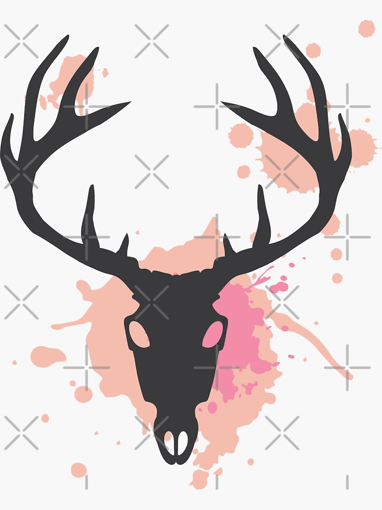 "Funky Paint splatter Stag skull" Sticker by NixieNoo | Redbubble