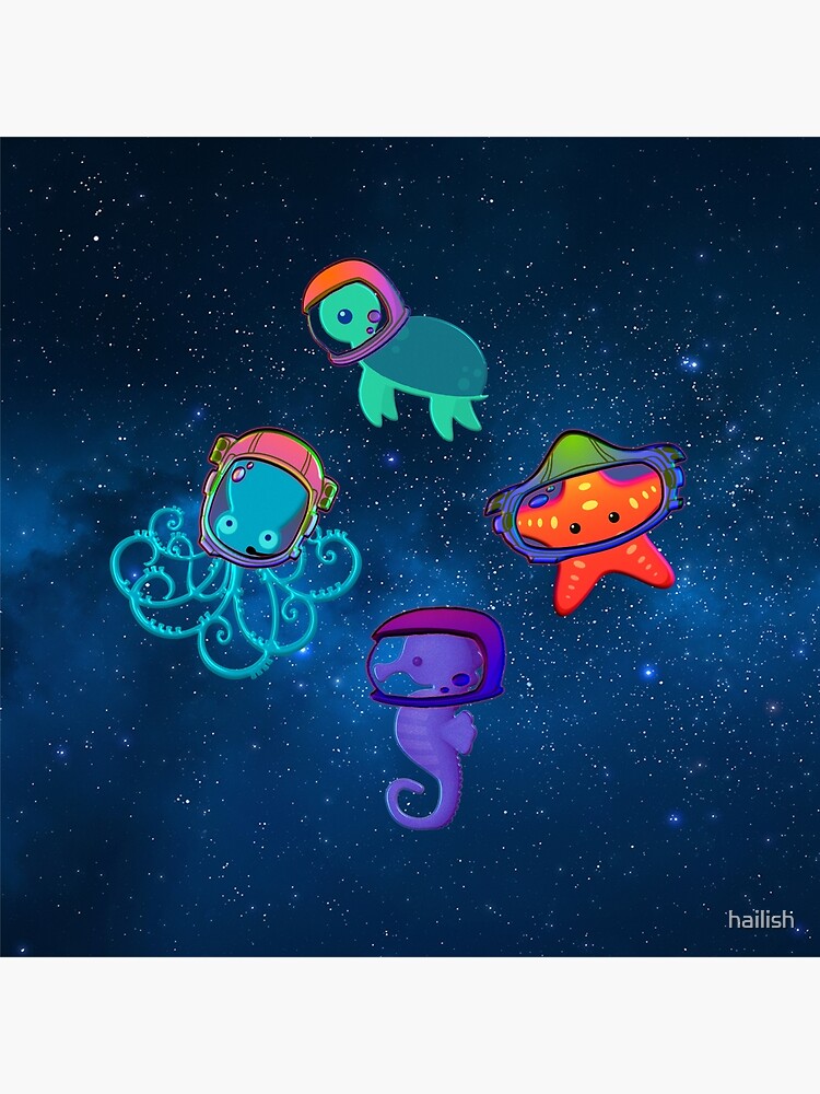 "Sea Creatures in Space" Poster for Sale by hailish | Redbubble