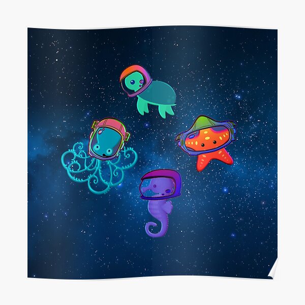 "Sea Creatures in Space" Poster for Sale by hailish | Redbubble