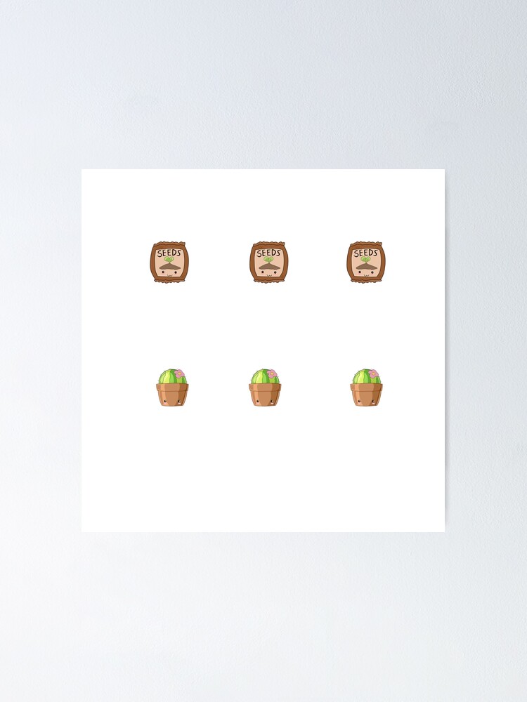 "cute cactus and seeds sticker pack" Poster for Sale by itsrubii ...