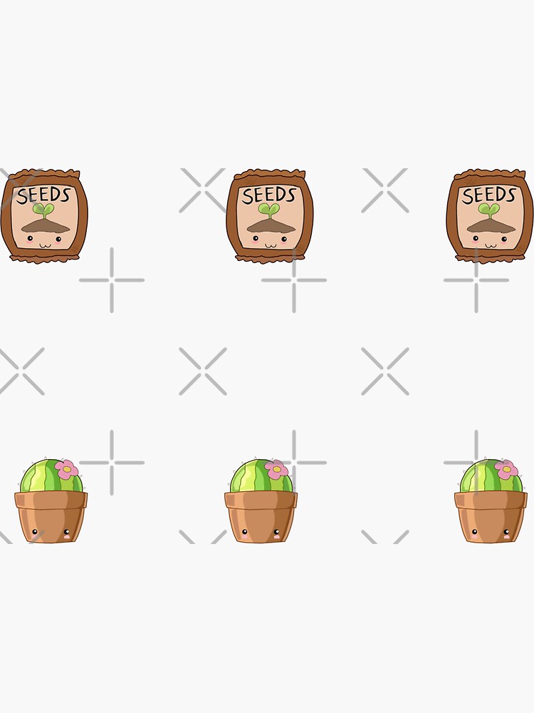 "cute cactus and seeds sticker pack" Sticker for Sale by itsrubii ...
