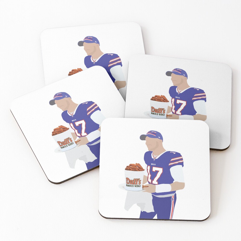 "Josh Allen, Buffalo Bills, Duff's Chicken Wings Sticker" Coasters (Set ...