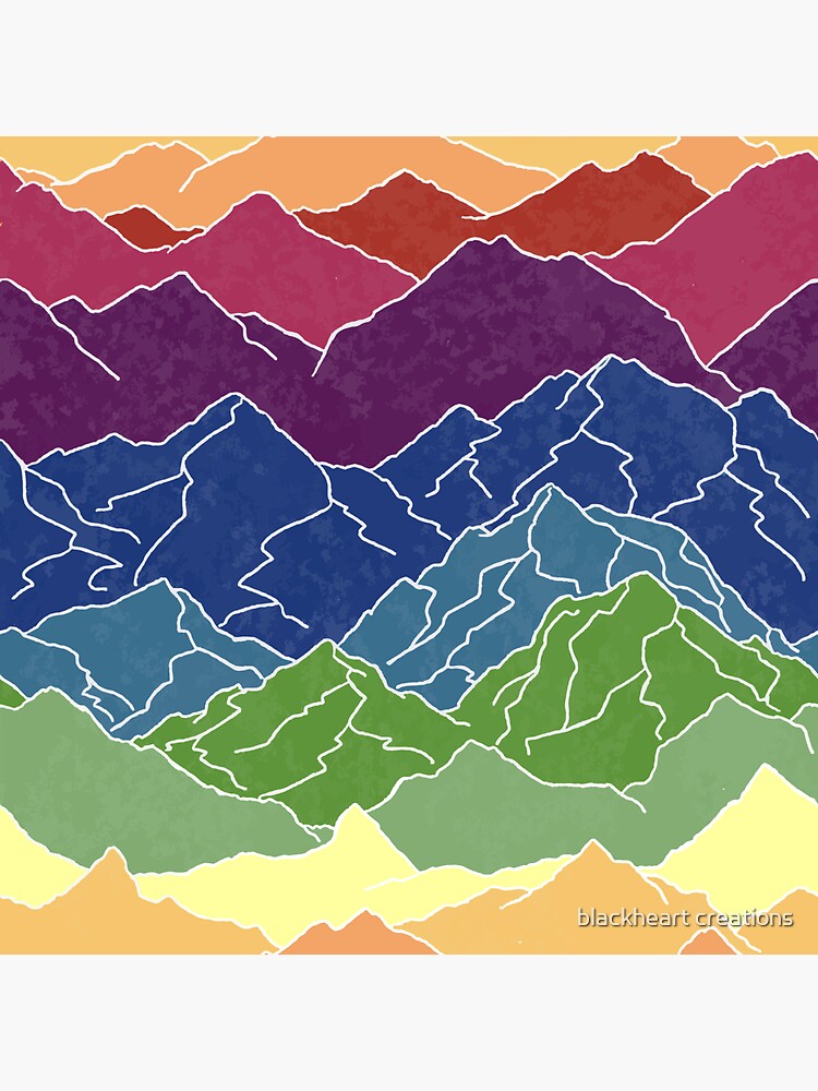 "Mountainscape in Rainbow" Sticker by blackheartden | Redbubble