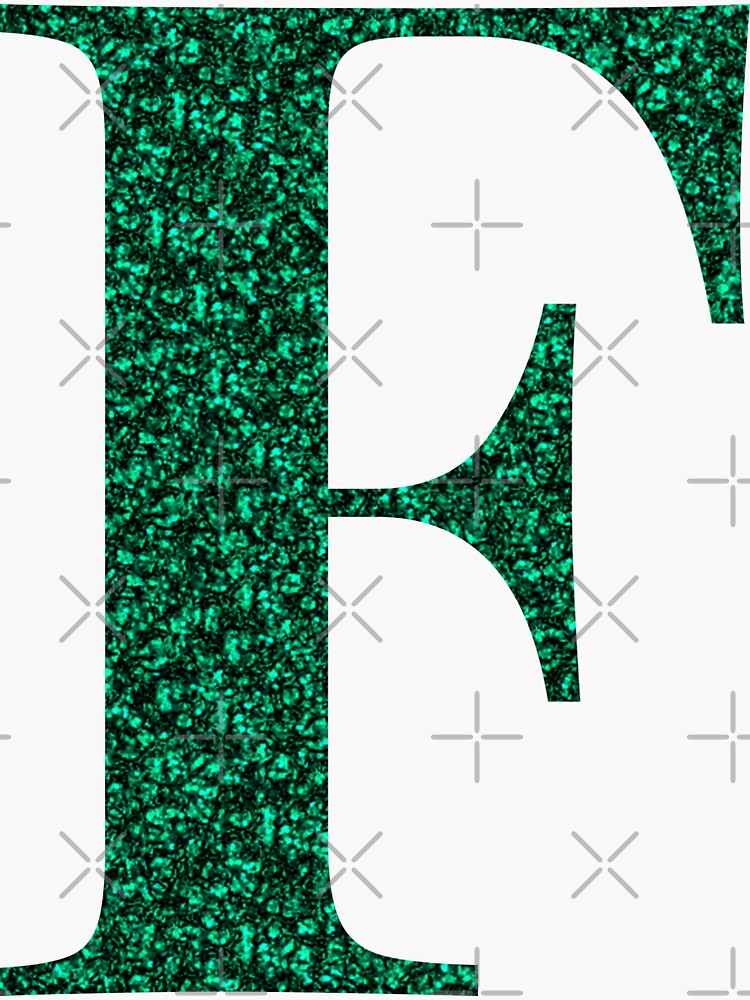 Pegatina «Letra F Alfabeto con efecto de brillo verde oscuro esmeralda ...