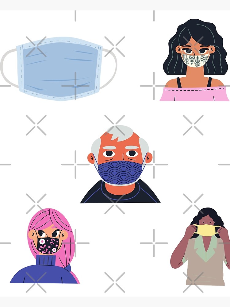 "Wear A Mask Sticker Pack" Photographic Print by AritraSur | Redbubble