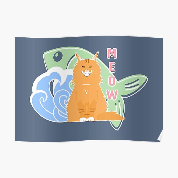 "Maine Coon Meow" Poster by lulululupaint | Redbubble