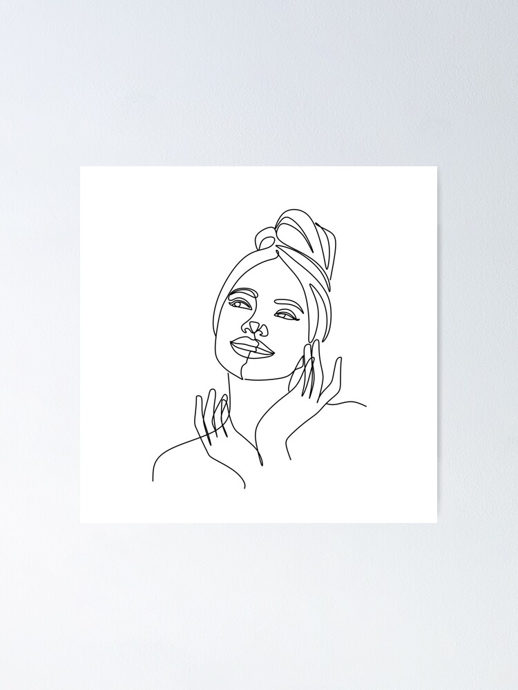 "Bathroom Line Drawing, Minimal Bathroom Art, Minimalist Face Print ...