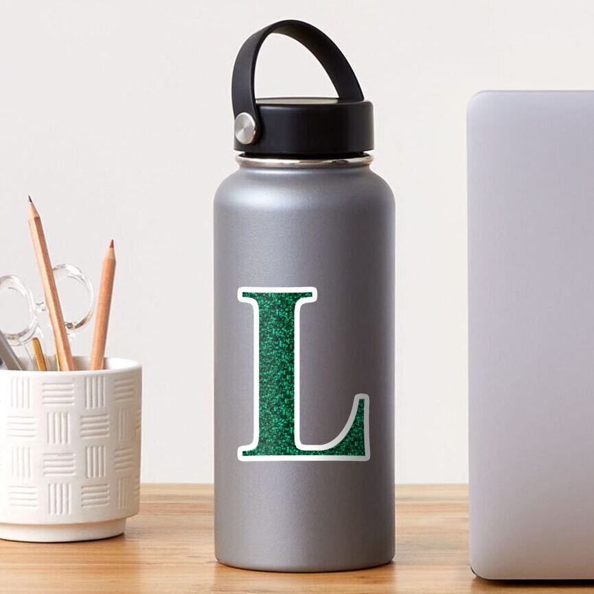 "Letter L Emerald Dark Green Glitter Effect Alphabet" Sticker for Sale ...