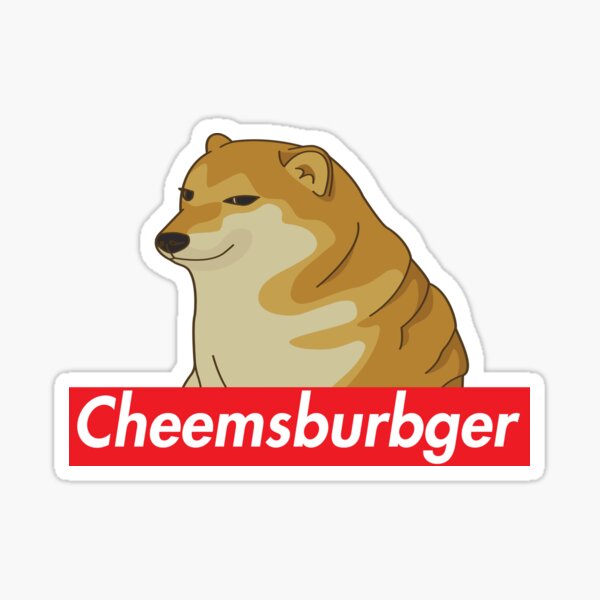 "Cheems Cheemsburbger Label" Sticker for Sale by Rzera- | Redbubble