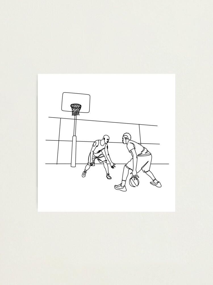 "Basketball Players Line Drawing Black and White Print , Basketball ...