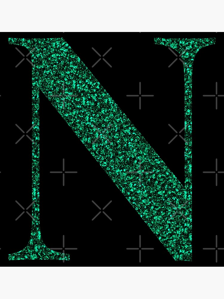 Lámina fotográfica «Letra N Alfabeto con efecto de brillo verde oscuro ...