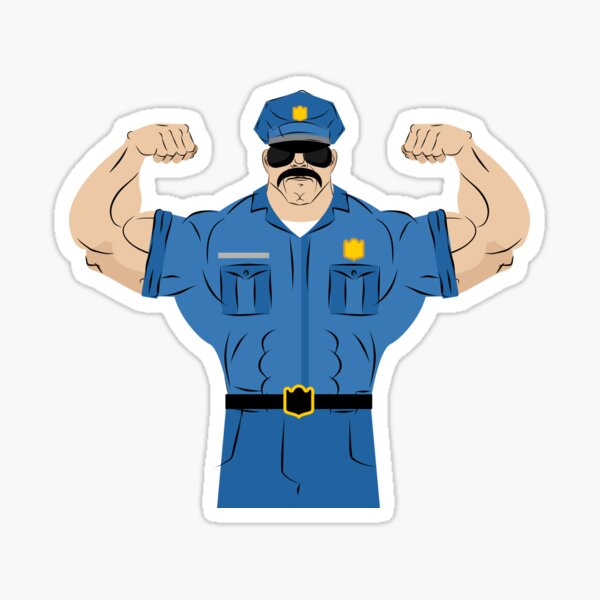 "Bodybuilder Policeman" Sticker by Roostaman | Redbubble